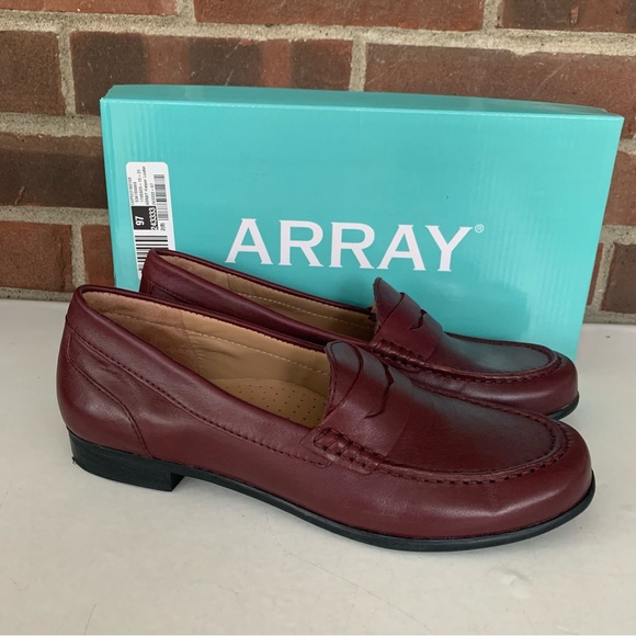 Array | Shoes | Array Womens Harper Brown Leather Slip On Flats Penny ...